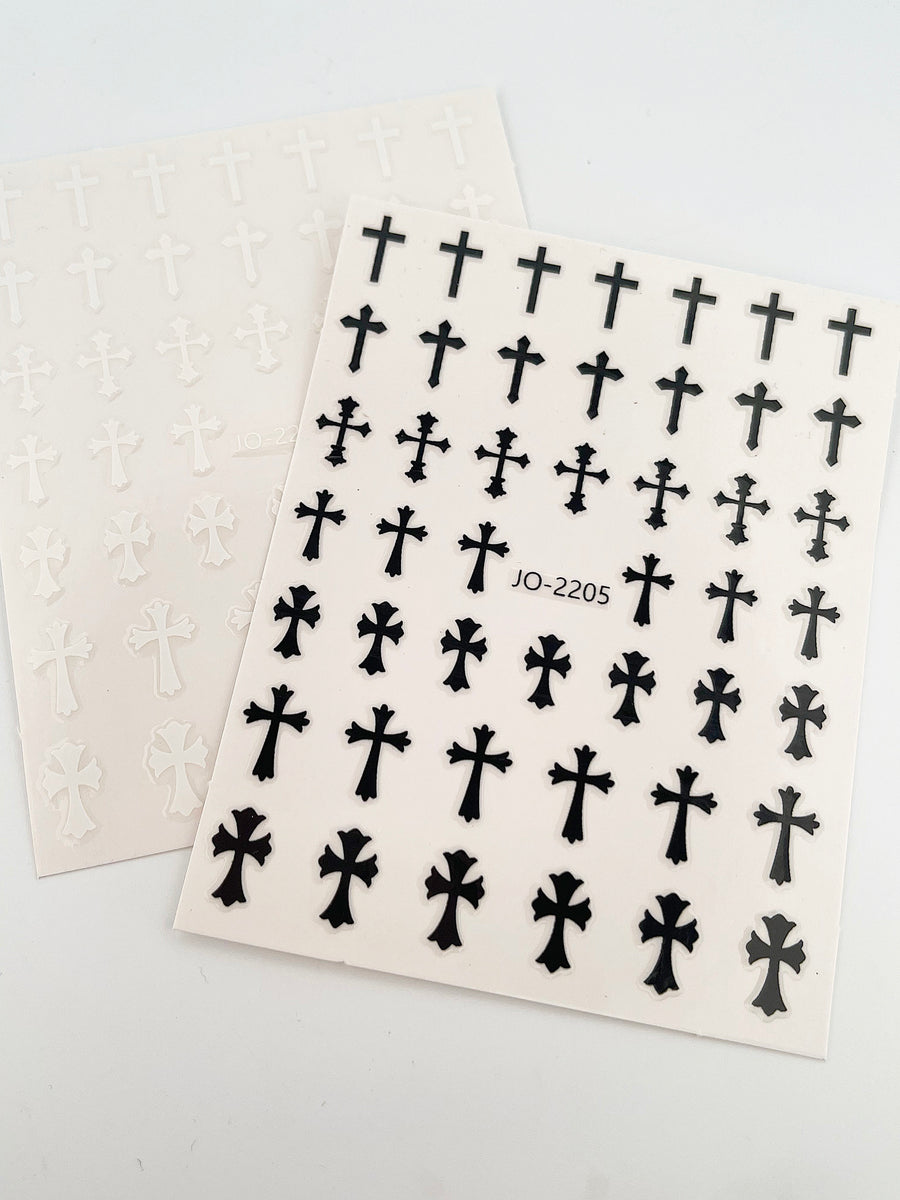 White And Black Cross Stickers Nail Stickers – The Additude Shop